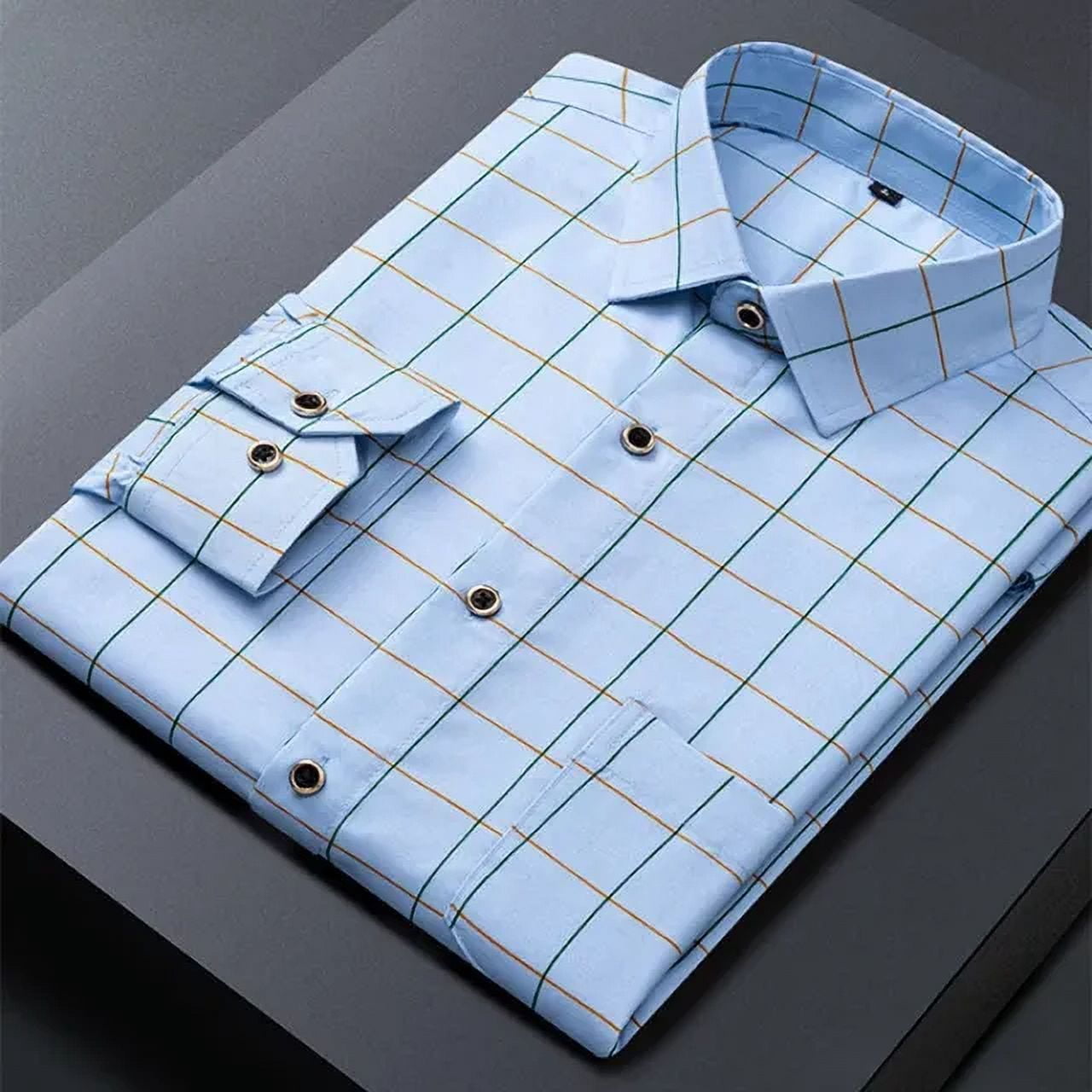 5XL Plus Size Plaid Dress Shirt Men Long Sleeve Button Down Shirts Male ...