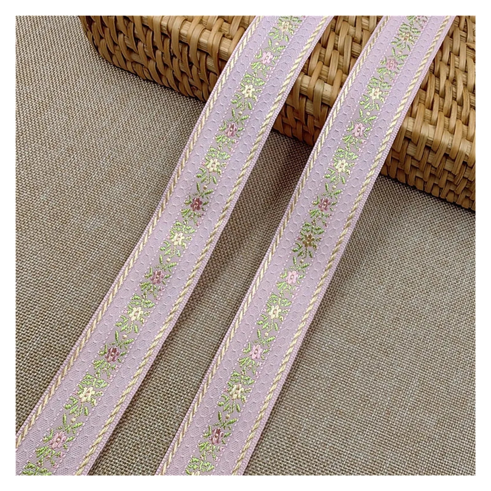 5Yards 25-35MM Lovely Shiny Little Flower Embroidered Jacquard Ribbon ...