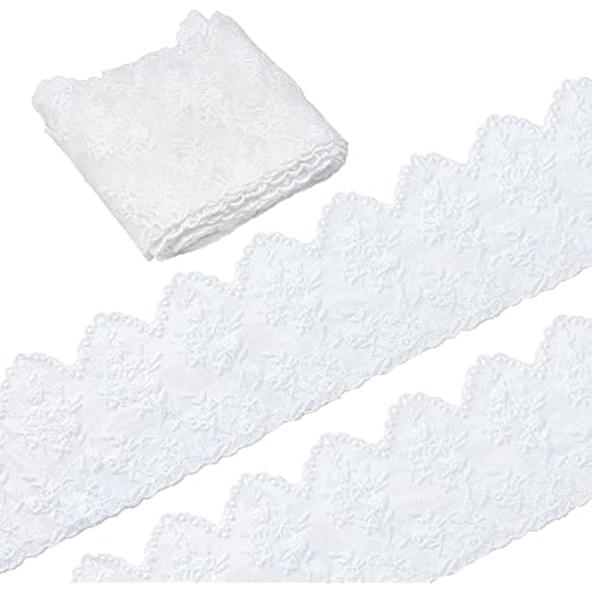5Yards 4.3 Inch Wide Lace Edge Trim Ribbon Floral Lace Ribbon White ...