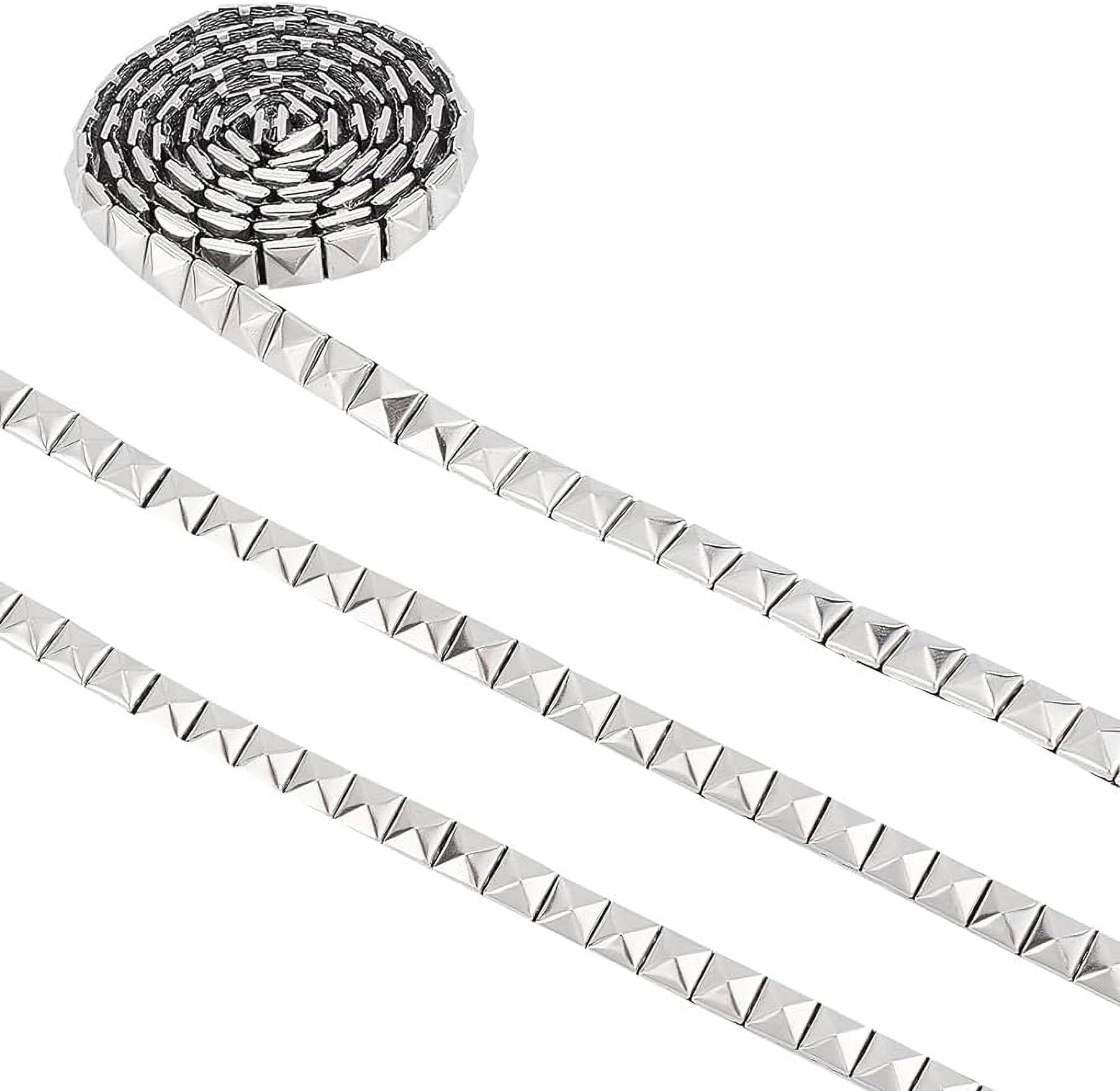 5Yards 8mm Hot Fix Nailhead Trim Stainless Steel Square Rivet Studed ...