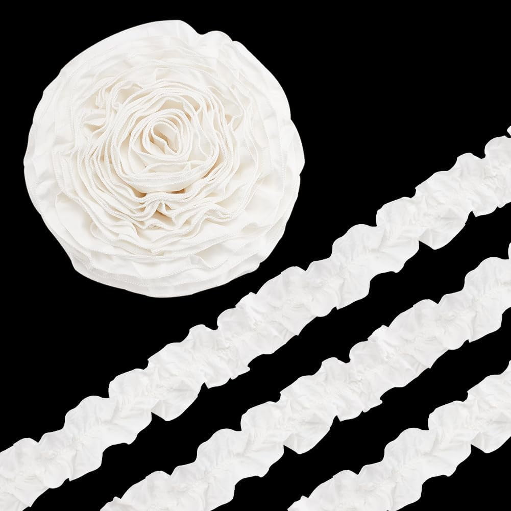 5Yards Double Ruffle Ribbon Trim 3.1inch Wide Ivory White Pleated ...