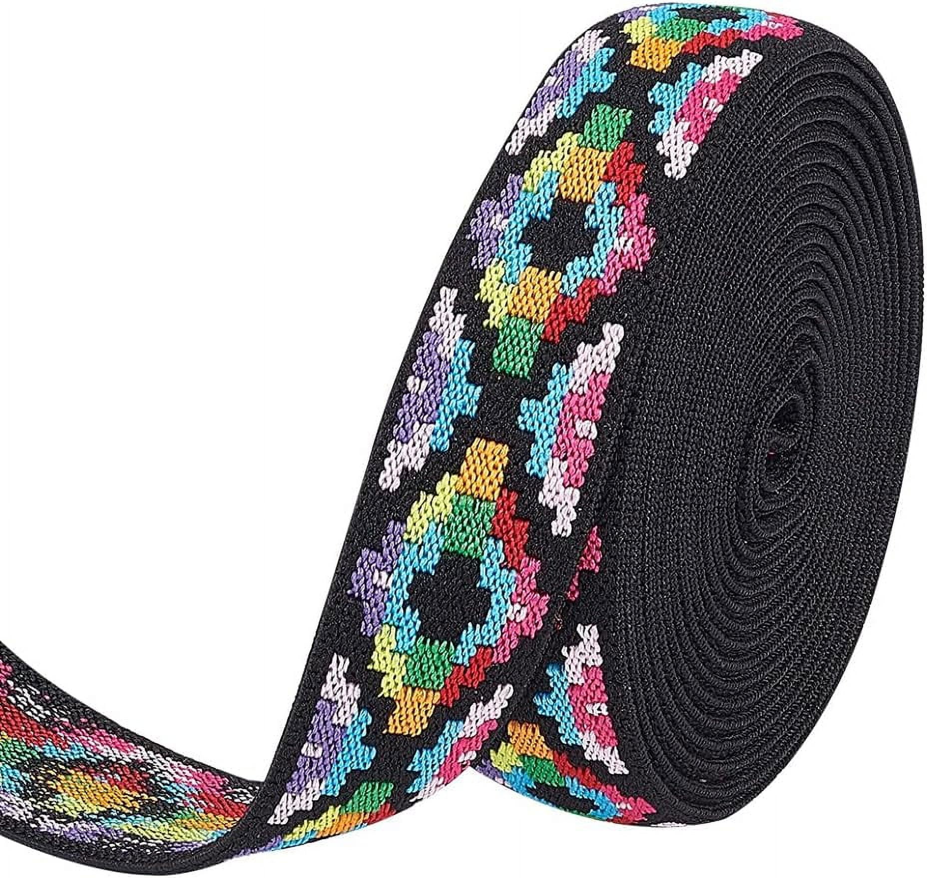 5Yards Embroidered Elastic Bands 1 Inch Wide Vintage Jacquard Elastic ...