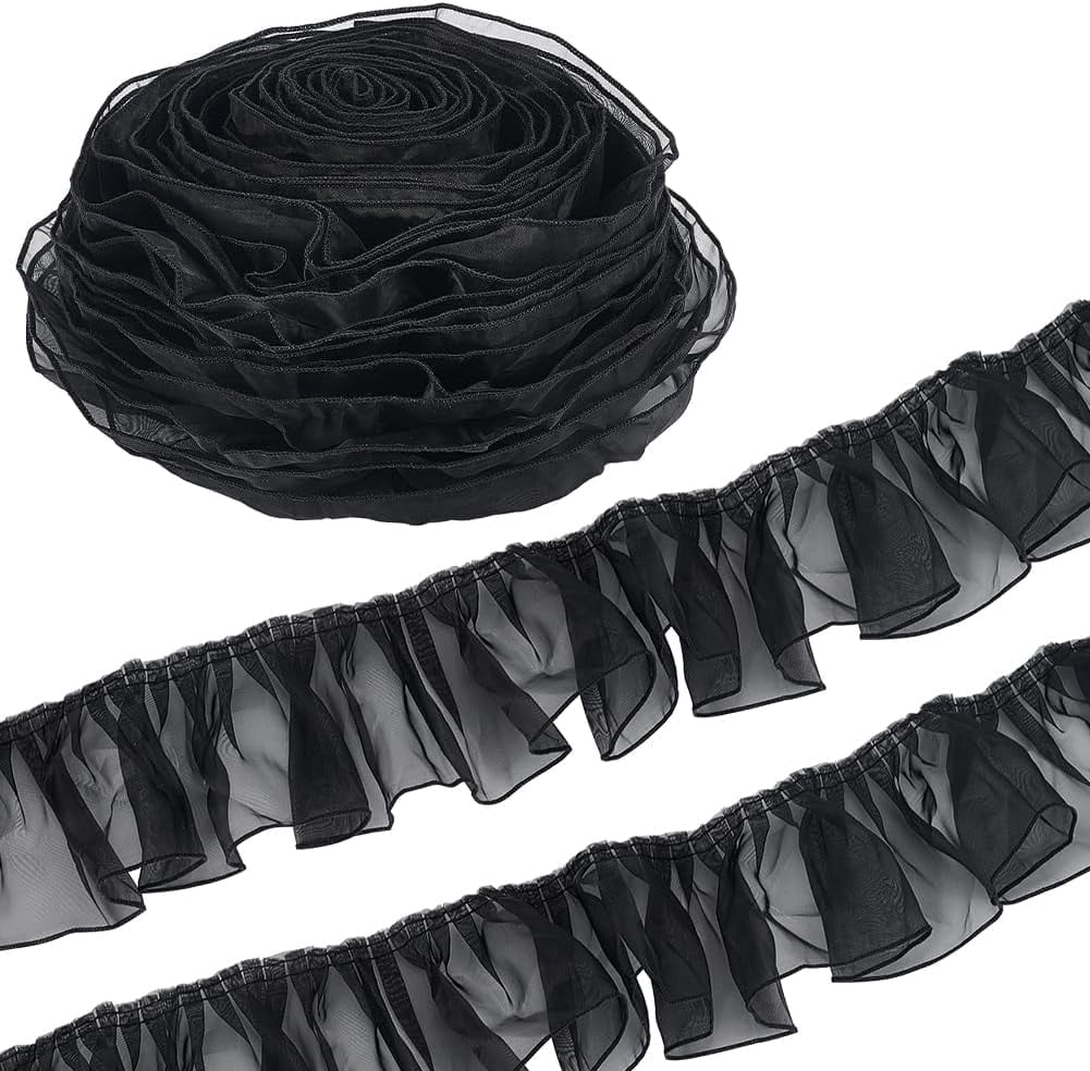 5Yards Pleated Tulle Lace Trim 4 inch Wide Black Pleated Lace Ribbon ...