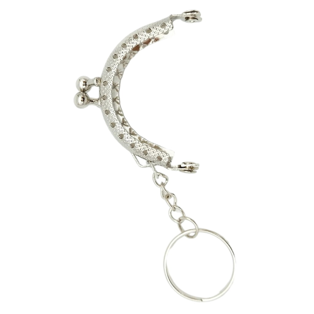 5cm Half Round Metal Purse Frame Kiss Clasp Lock With Keyring Bag DIY ...