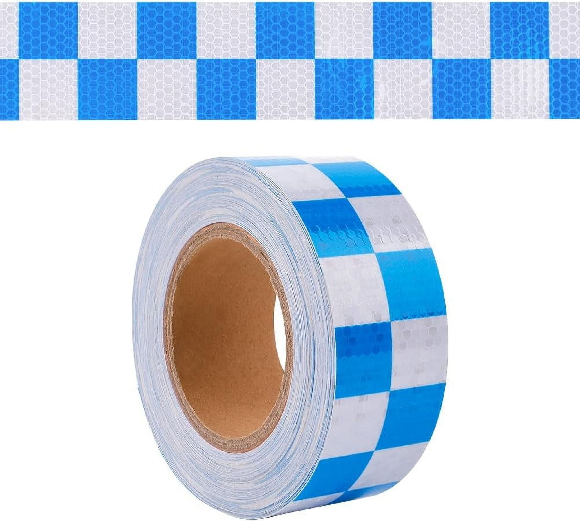 5cm x25m Reflective Hazard Warning Tape White Blue Plaid High Intensity ...