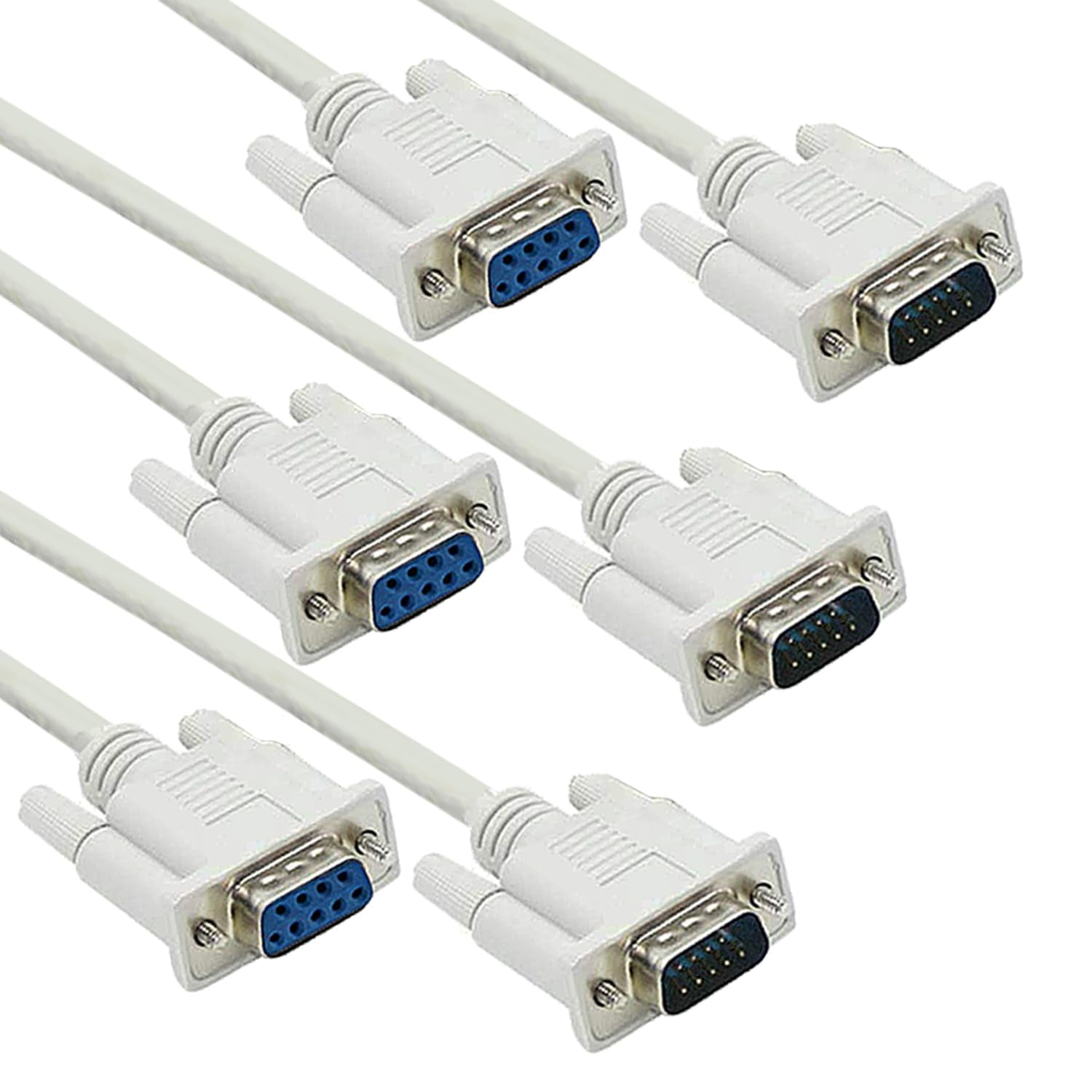 5ft/1.5m RS232 Cable 3Pack White DB9 RS232 Male to Female Serial Cable ...