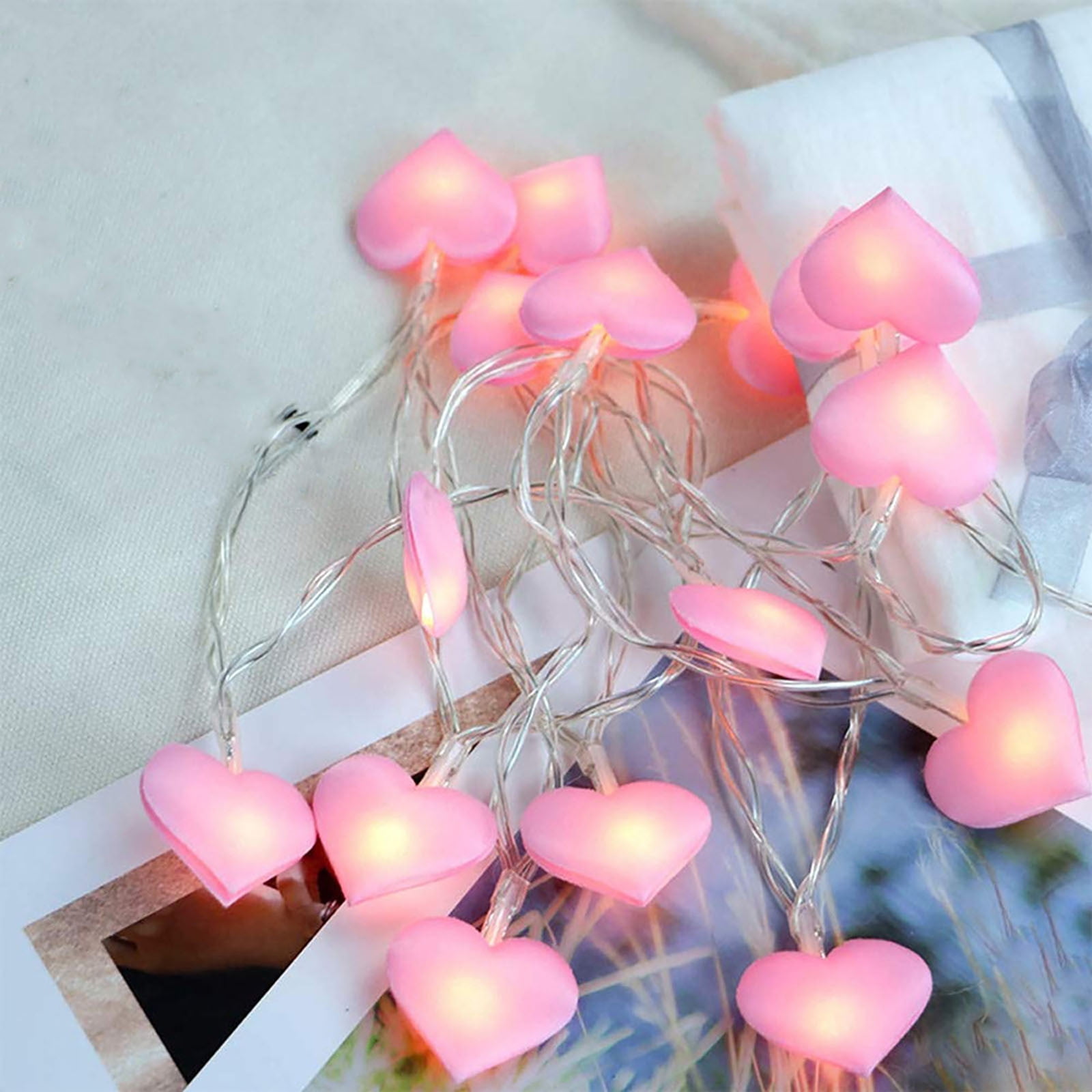 5ft 10 LED Pink Heart String Lights, Valentine's Day Fairies Lights ...