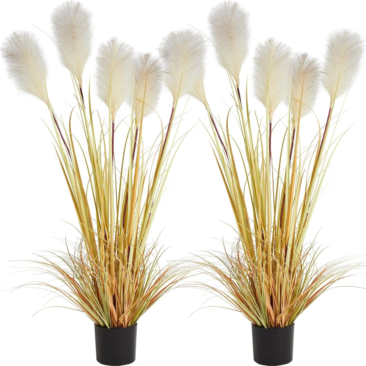 5ft 2-Pack Artificial Feather Reed Grass, 59in Tall Artificial Indoor ...