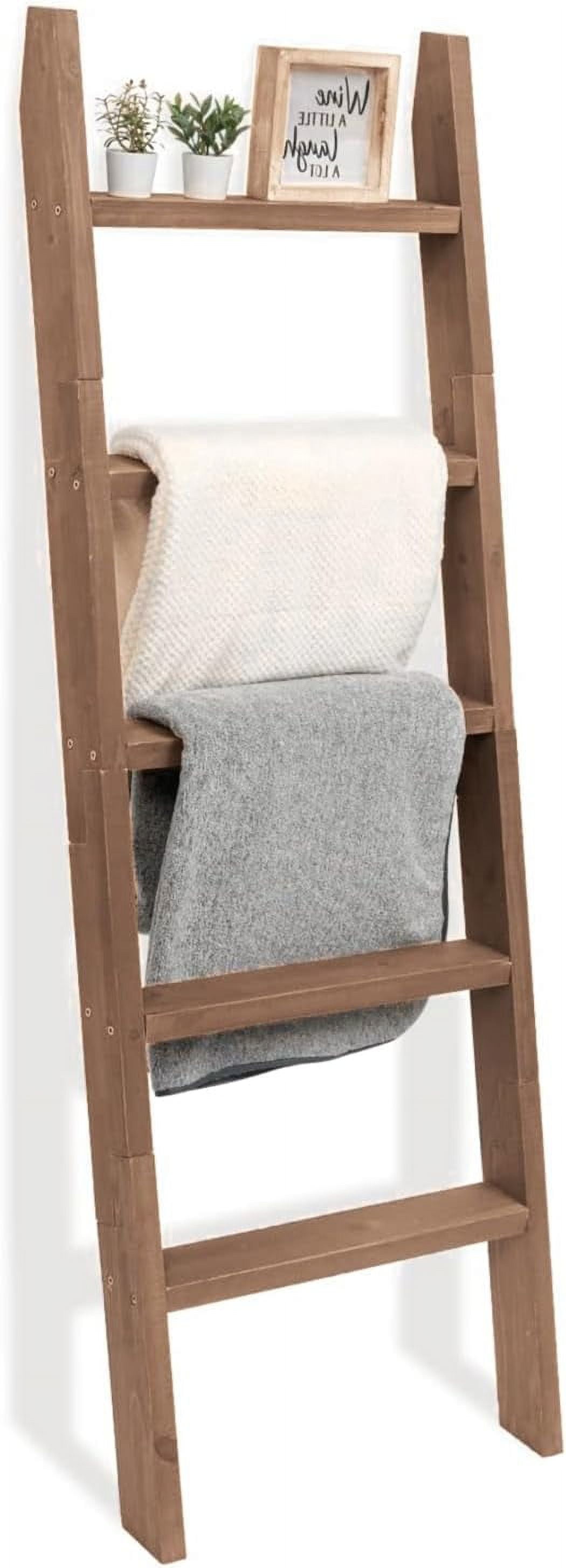5ft (58") Wood Blanket Ladder Living Room Decorative Wall Leaning ...