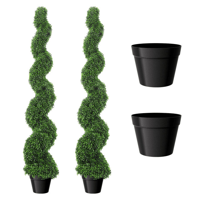 5ft Artificial Boxwood Spiral Topiary Trees, No Odor Fade-resistant ...