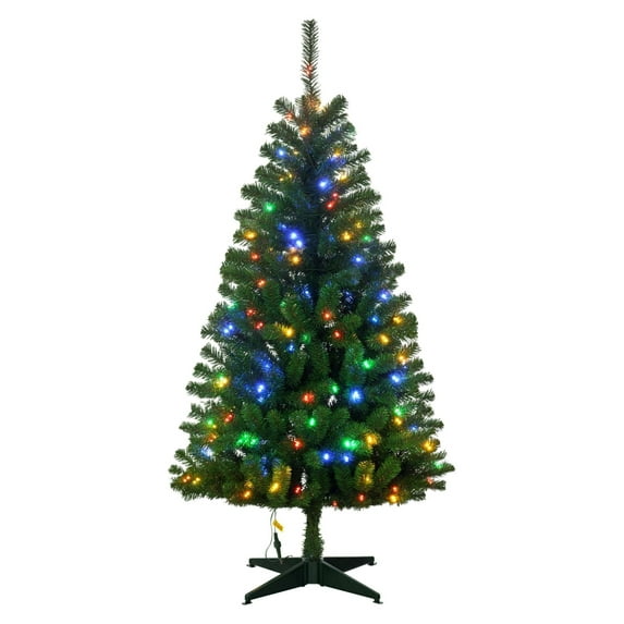 5ft Artificial Christmas Tree Pre-Lit LED, Auto Open, Indoor Holiday ...