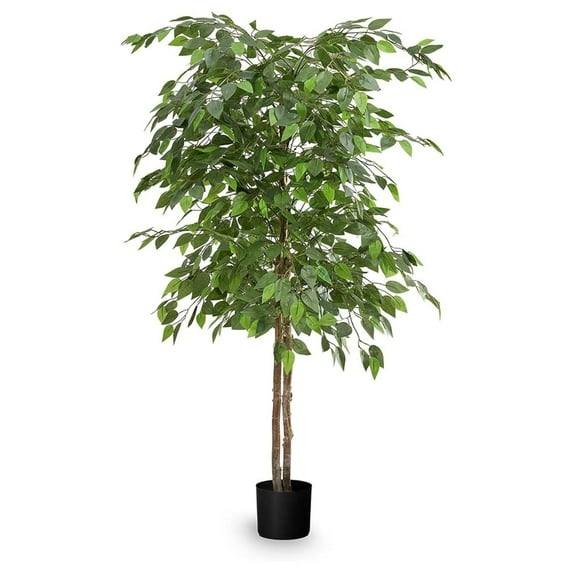5ft Artificial Ficus Tree - Realistic Fake Plant for Indoor Home Decor ...