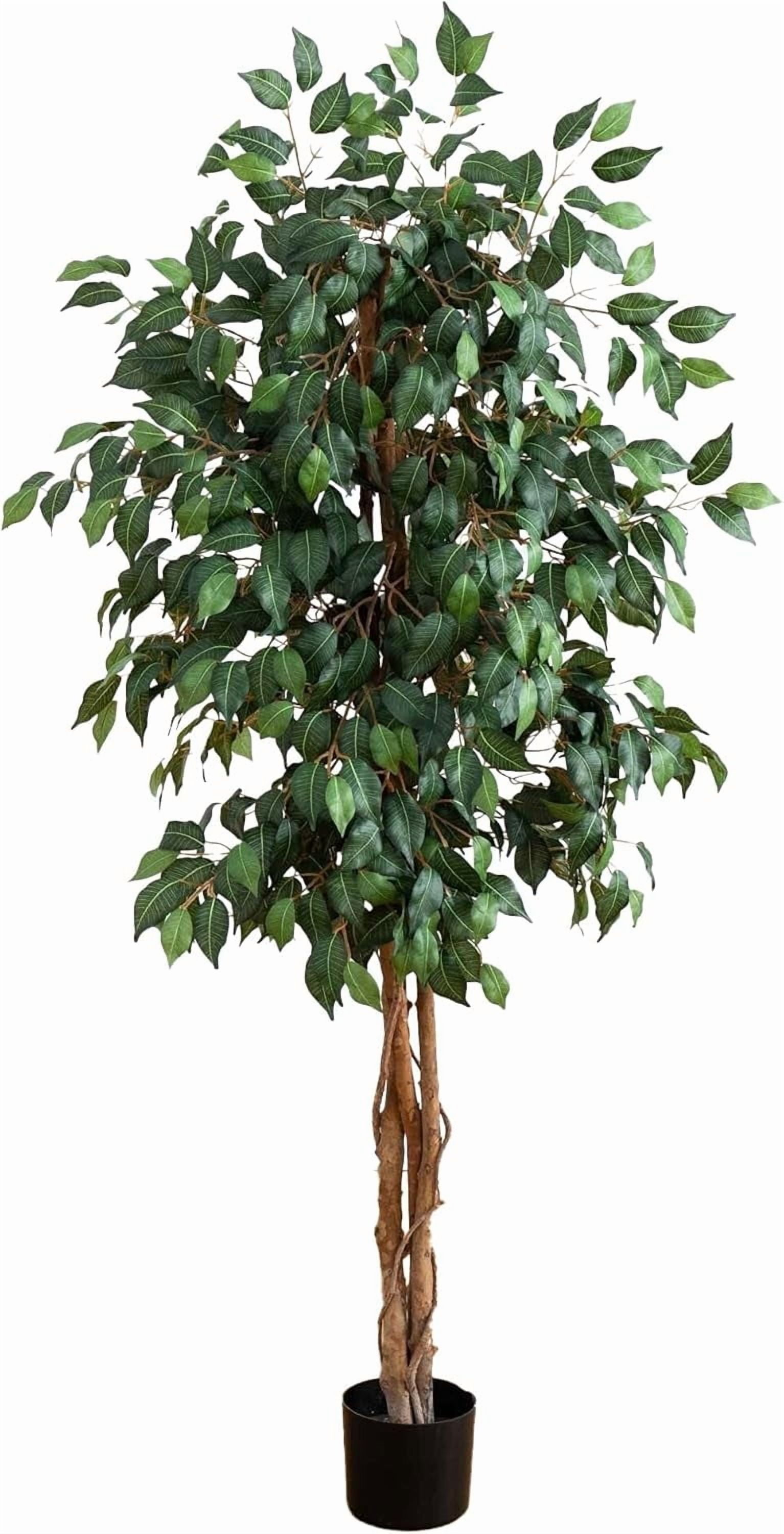 5ft Artificial Ficus Tree with Triple Trunk and Black Nursery Pot ...