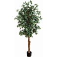 5ft Artificial Ficus Tree with Triple Trunk and Black Nursery Pot ...