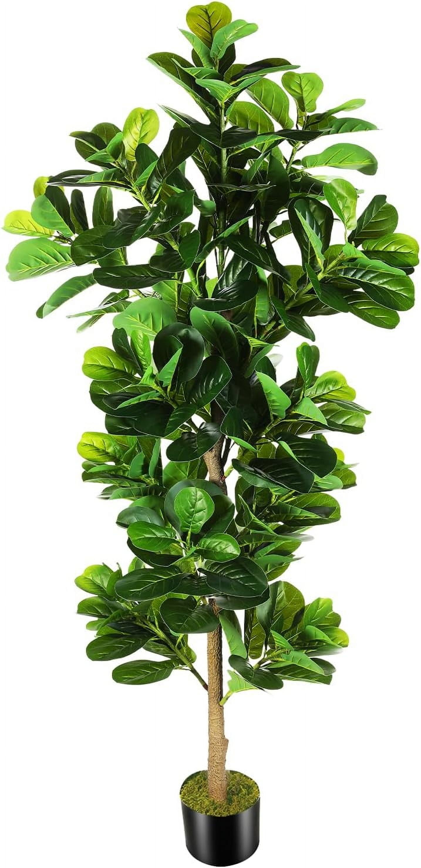 5ft Artificial Fiddle Leaf Fig Tree (60in) with Plastic Nursery Pot ...