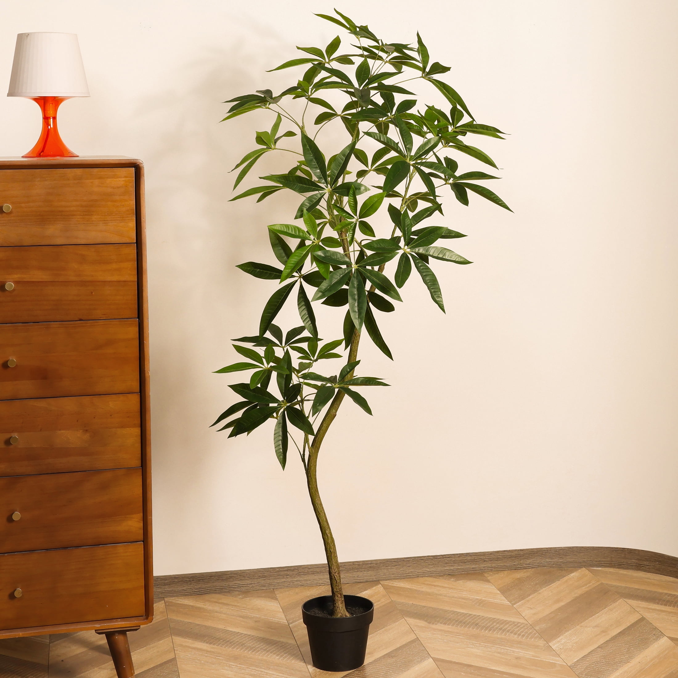 5ft Artificial Money Tree, Faux Pachira Aquatica Plant in Black Pot ...