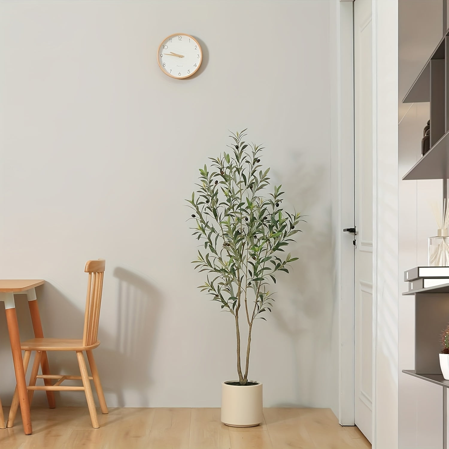 5ft Artificial Olive Tree with White Planter - Realistic Faux Olive ...