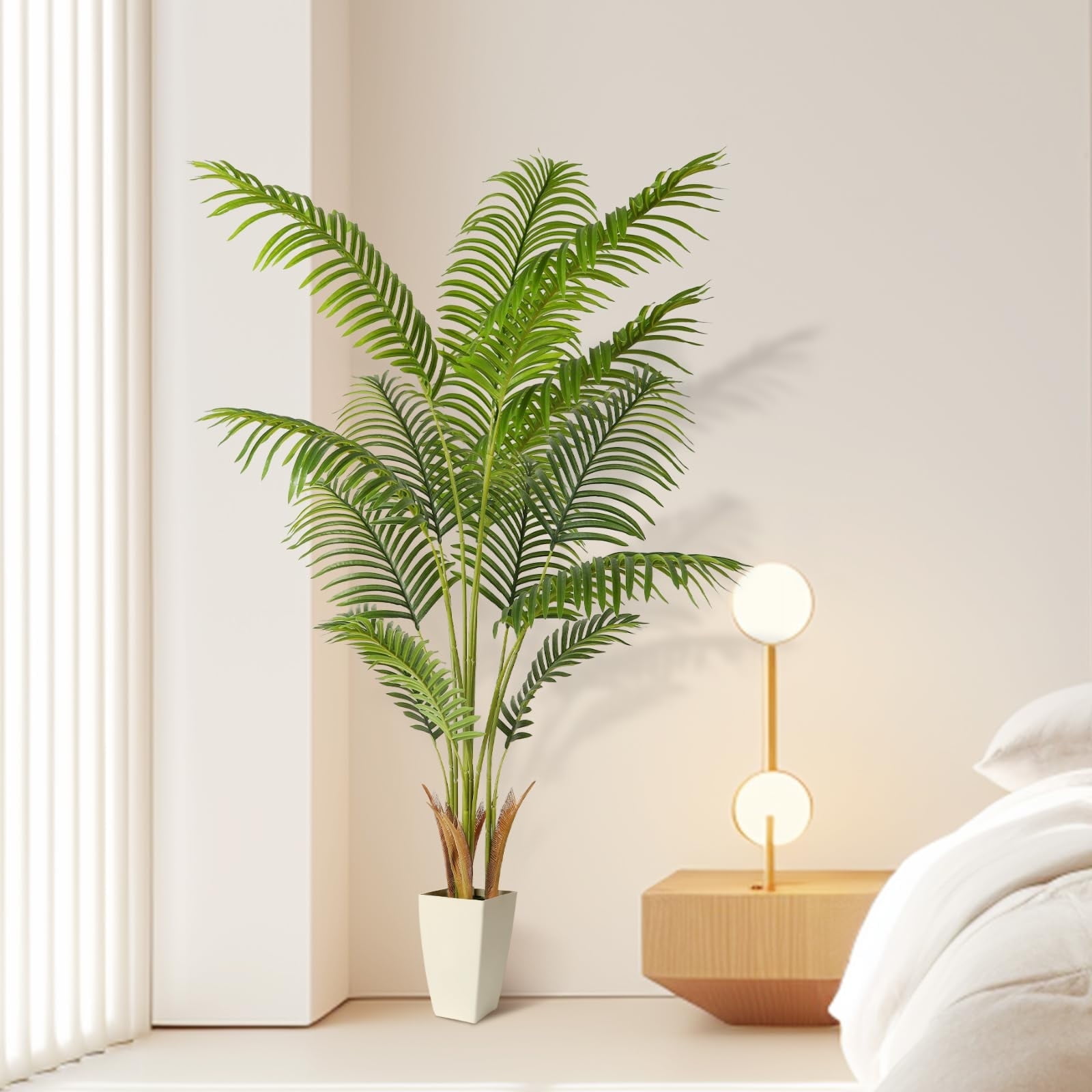 Alupssuc 5ft Artificial Palm Tree, Pre Potted Faux Greenry Tree for ...