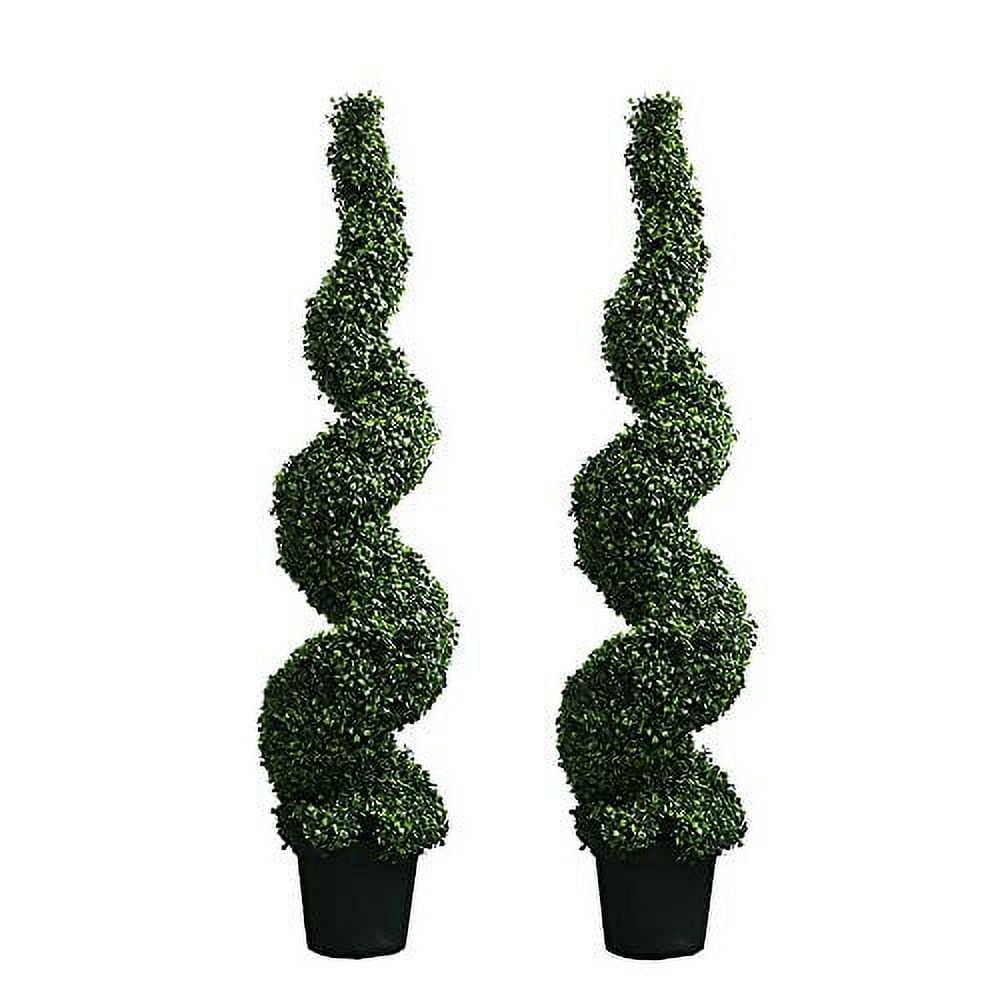 MOMO PLANT Artificial Spiral Topiary, 5ft Faux Boxwood, Outdoor ...