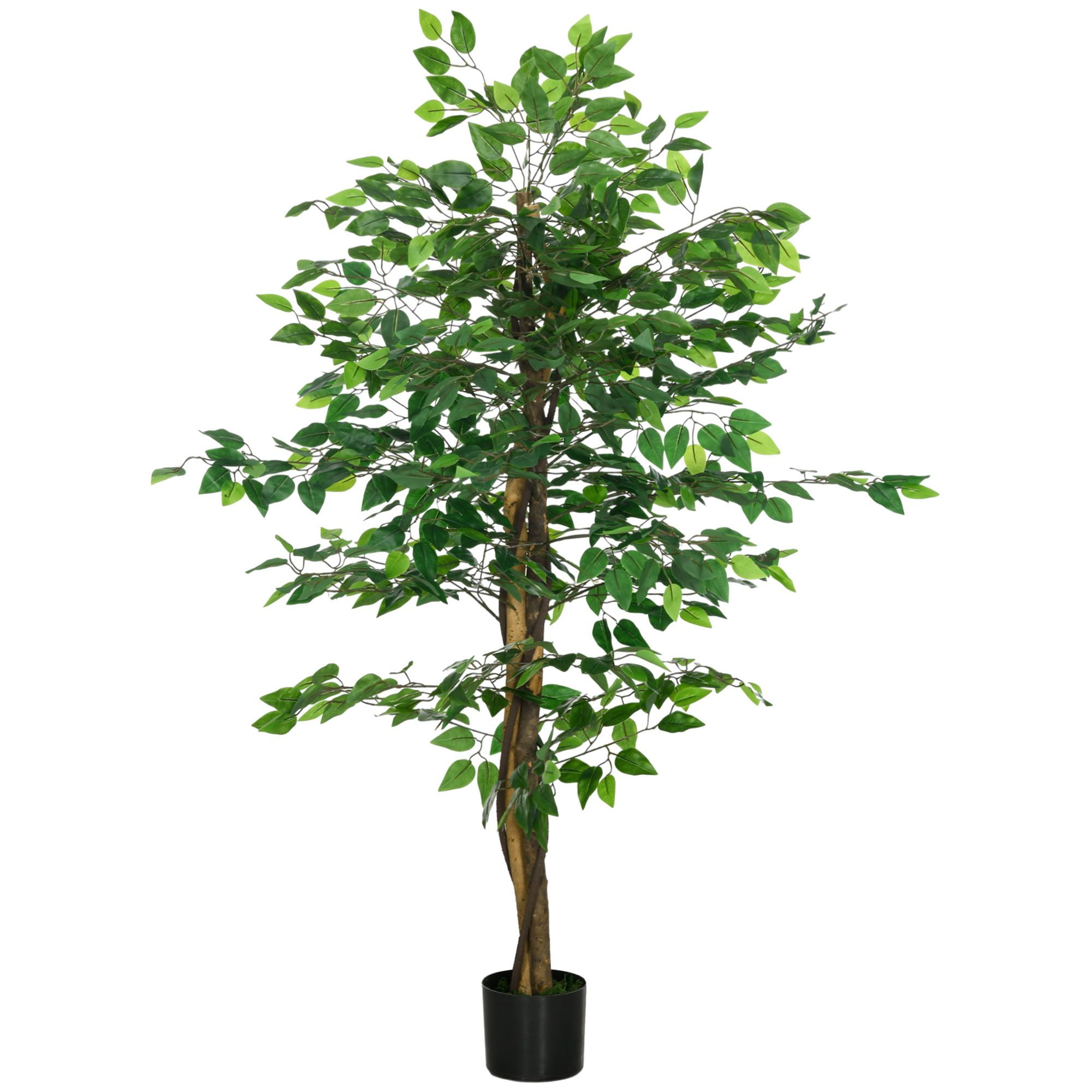 5ft Artificial Tree, Indoor Fake Ficus with Pot for Home Office Living ...