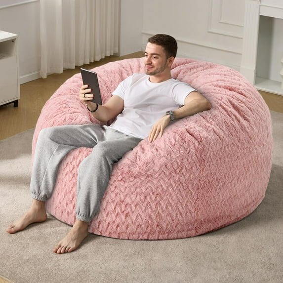 5ft Bean Bag Chairs for Large Beanbag Chair with Chevron Plush Cover ...