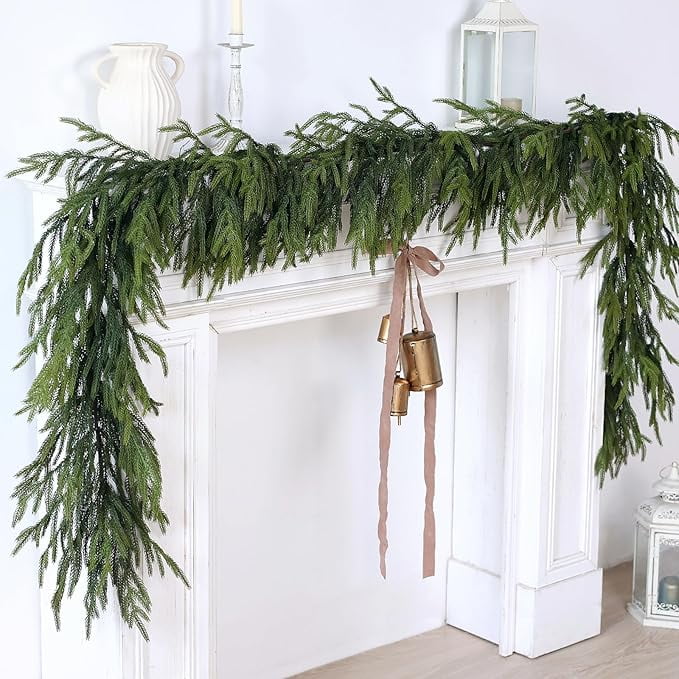 5ft Christmas Garlands,Artificial Norfolk Pine Garland Real Touch ...