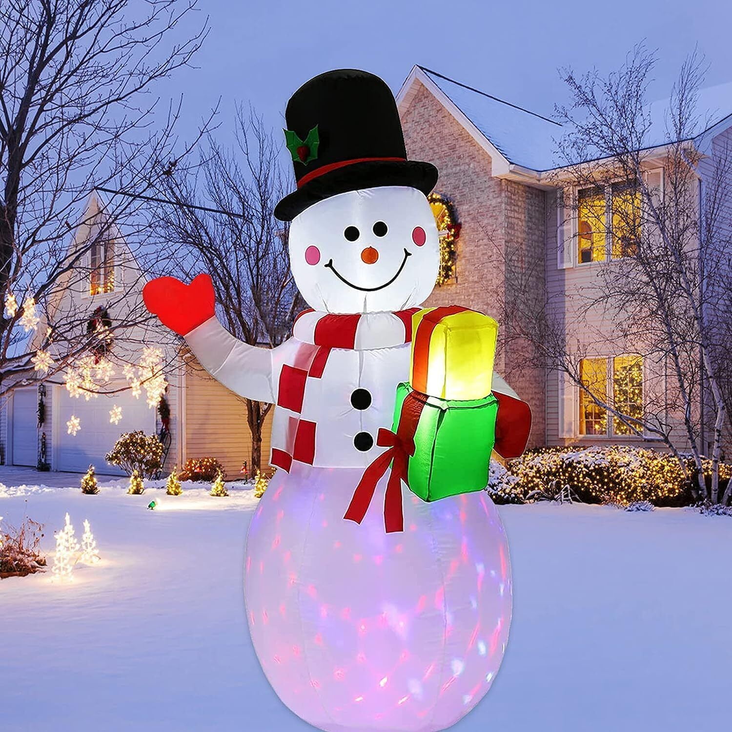 5ft Christmas Inflatables Snowman Outdoor Yard Rotating LED Blow Up ...
