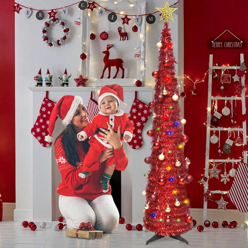 5ft Collapsible Christmas Tree, with 50 Lights, Collapsible Pre lit ...