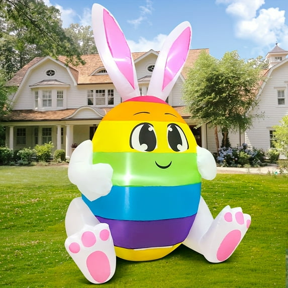 5ft Easter Inflatables Decoration Rabbit with Carrot,Built in LED ...