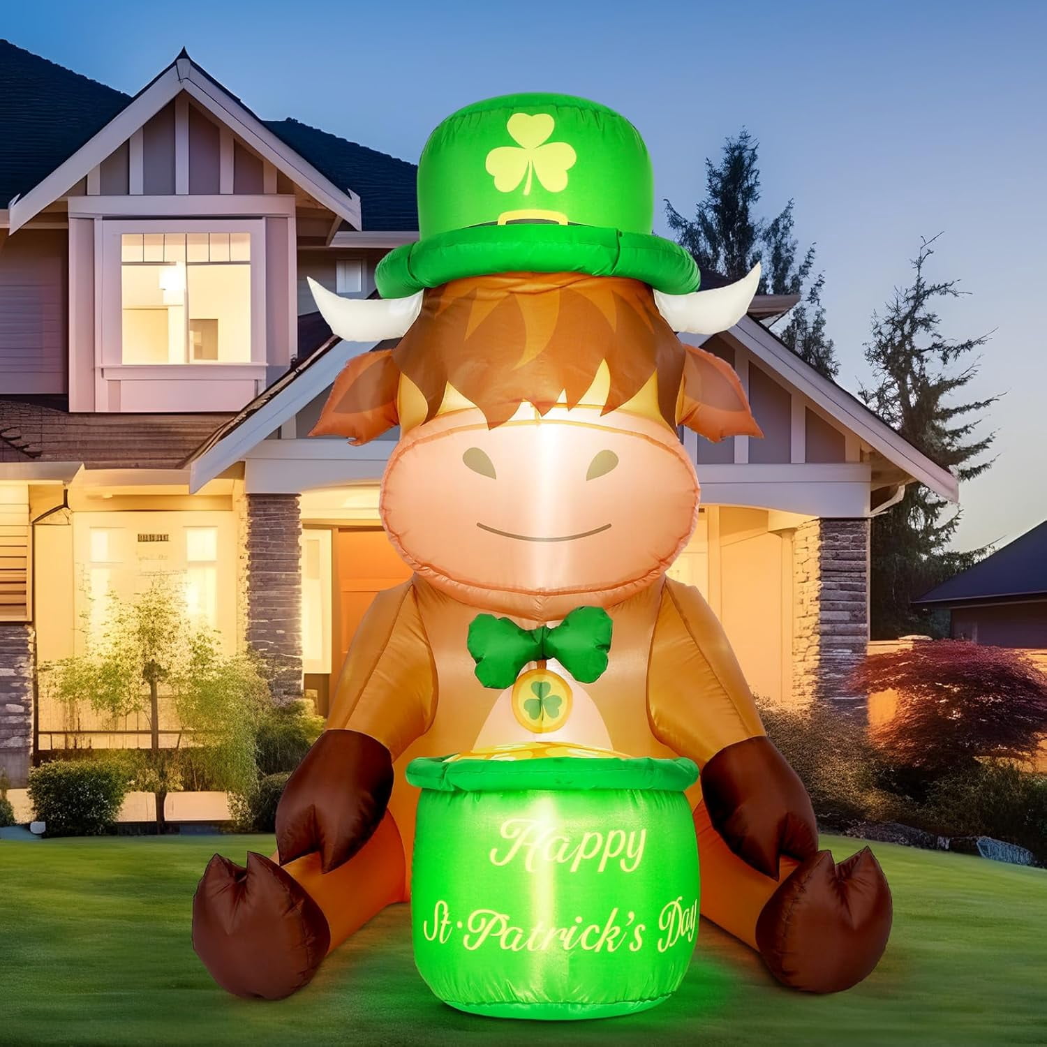 5ft Easter Inflatables Outdoor Decoration Blow up Highland Cow Yard ...