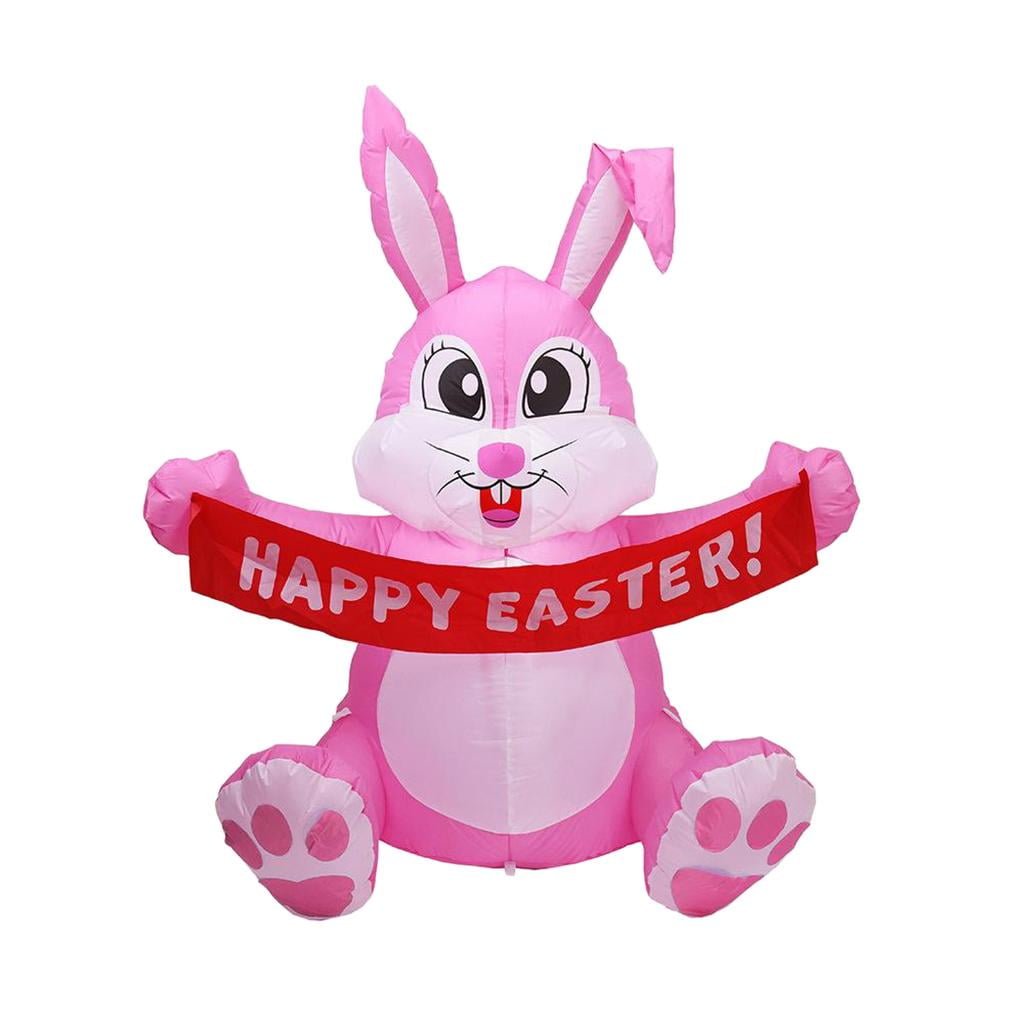 5ft Easter Outdoor Decorations, Giant Rabbit Bunny Inflatable with LED ...