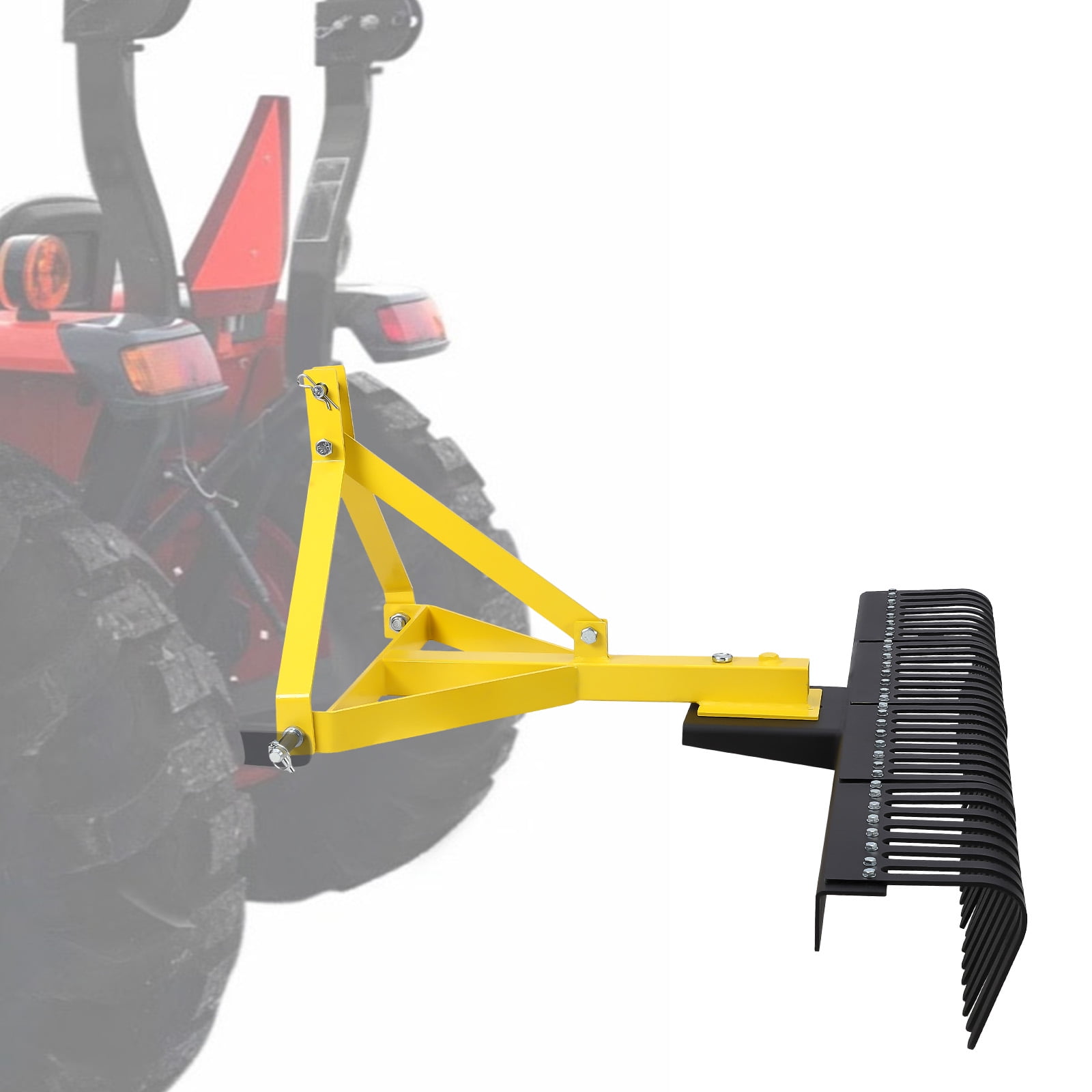 5ft Landscape Rock Rake,3-Point Tow Behind Landscape Rake with 32 Steel ...