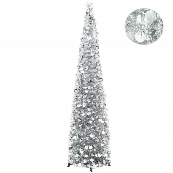 5FT Pop Up Christmas Tree with Lights, Artificial Pencil Slim Christmas ...