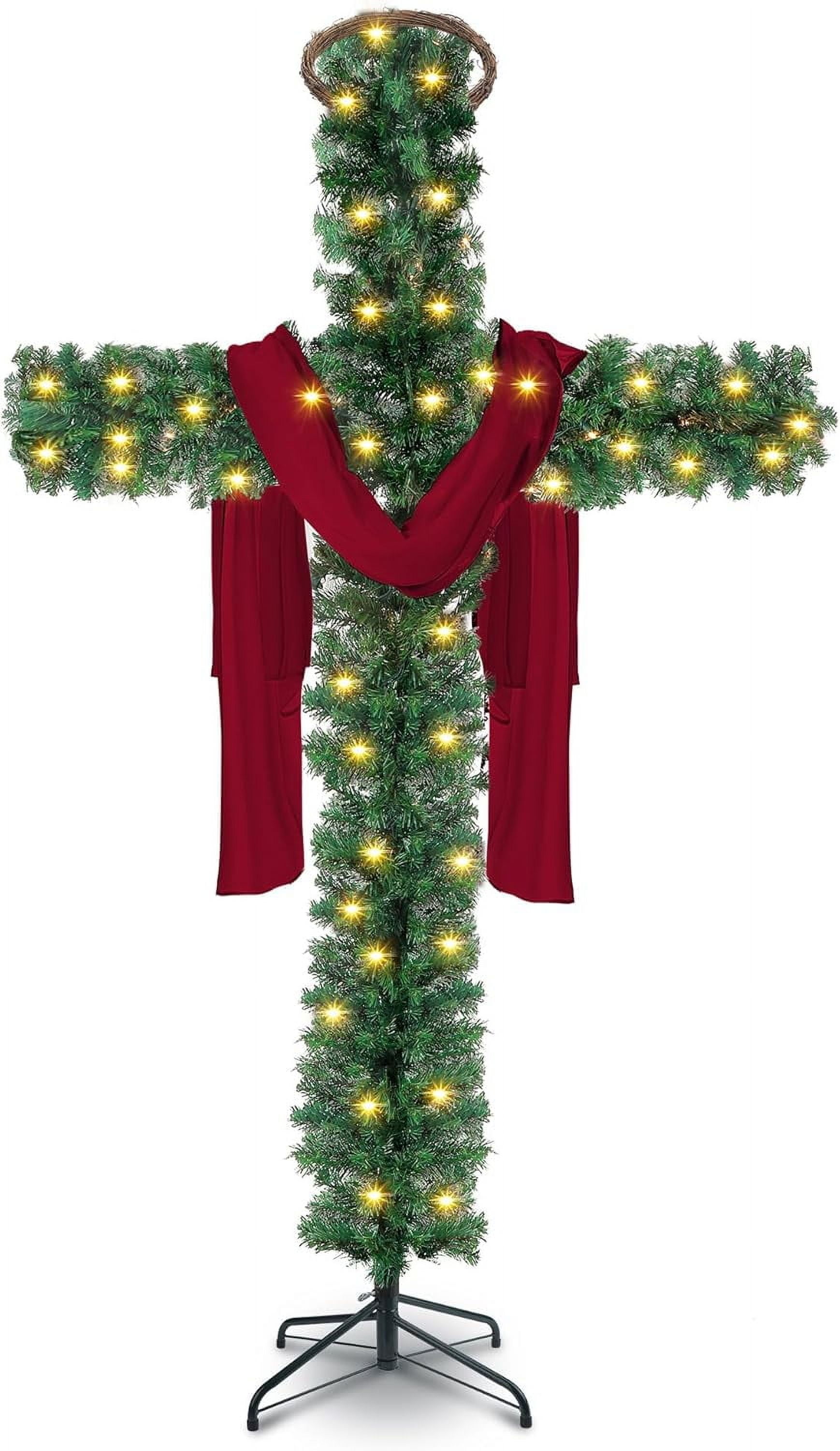 5ft Pre-Lit Christmas Crosses Tree Artificial Cross Christmas Tree ...