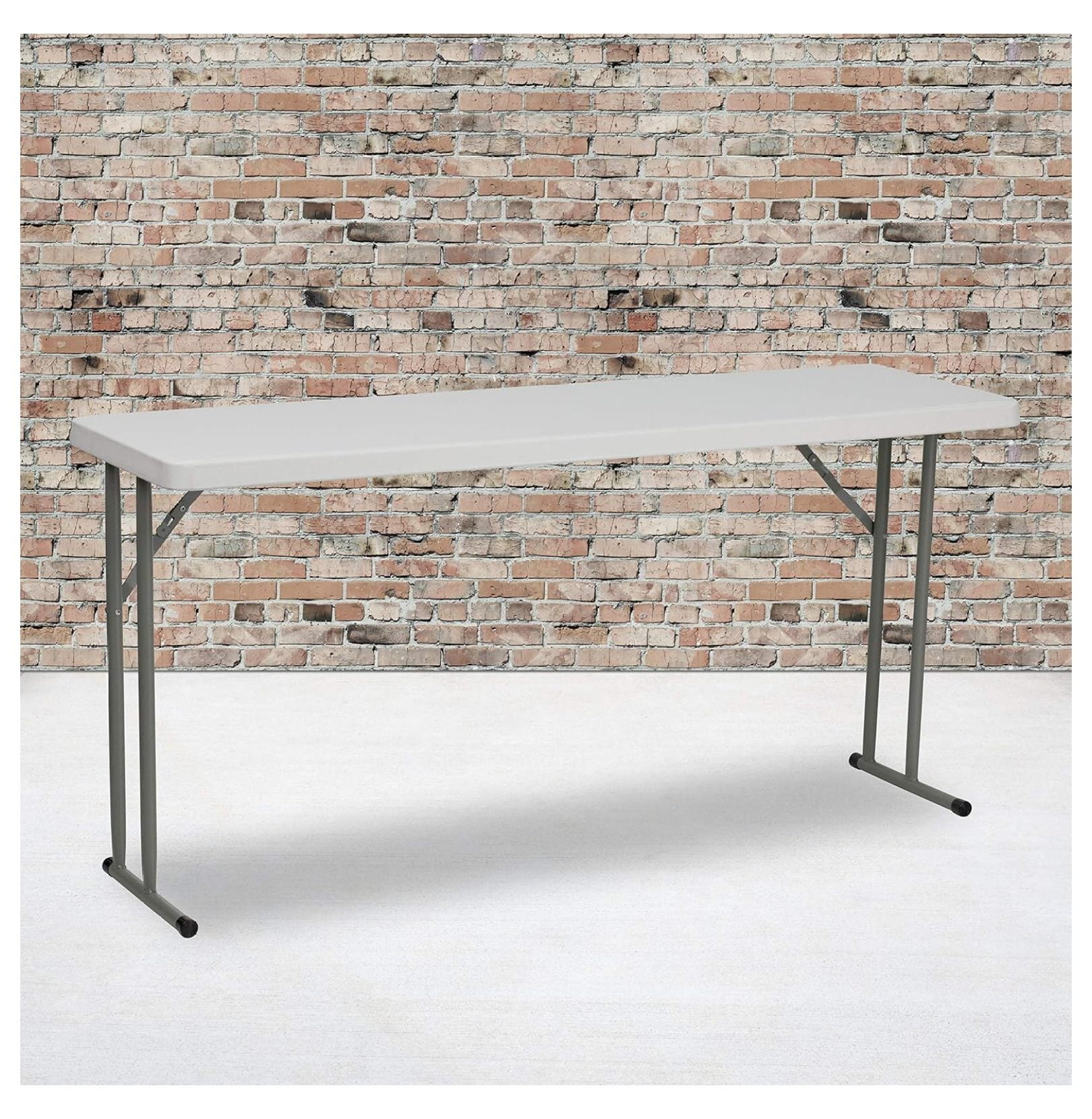 5ft Rectangle Folding Table - Granite White Plastic Training Table - 60 ...