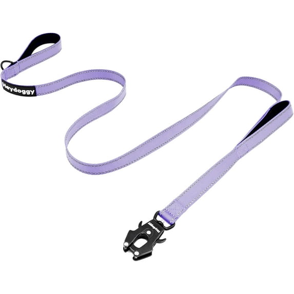 5ft Reflective Nylon Dog Leash, Padded Double Handle with Auto Lock ...