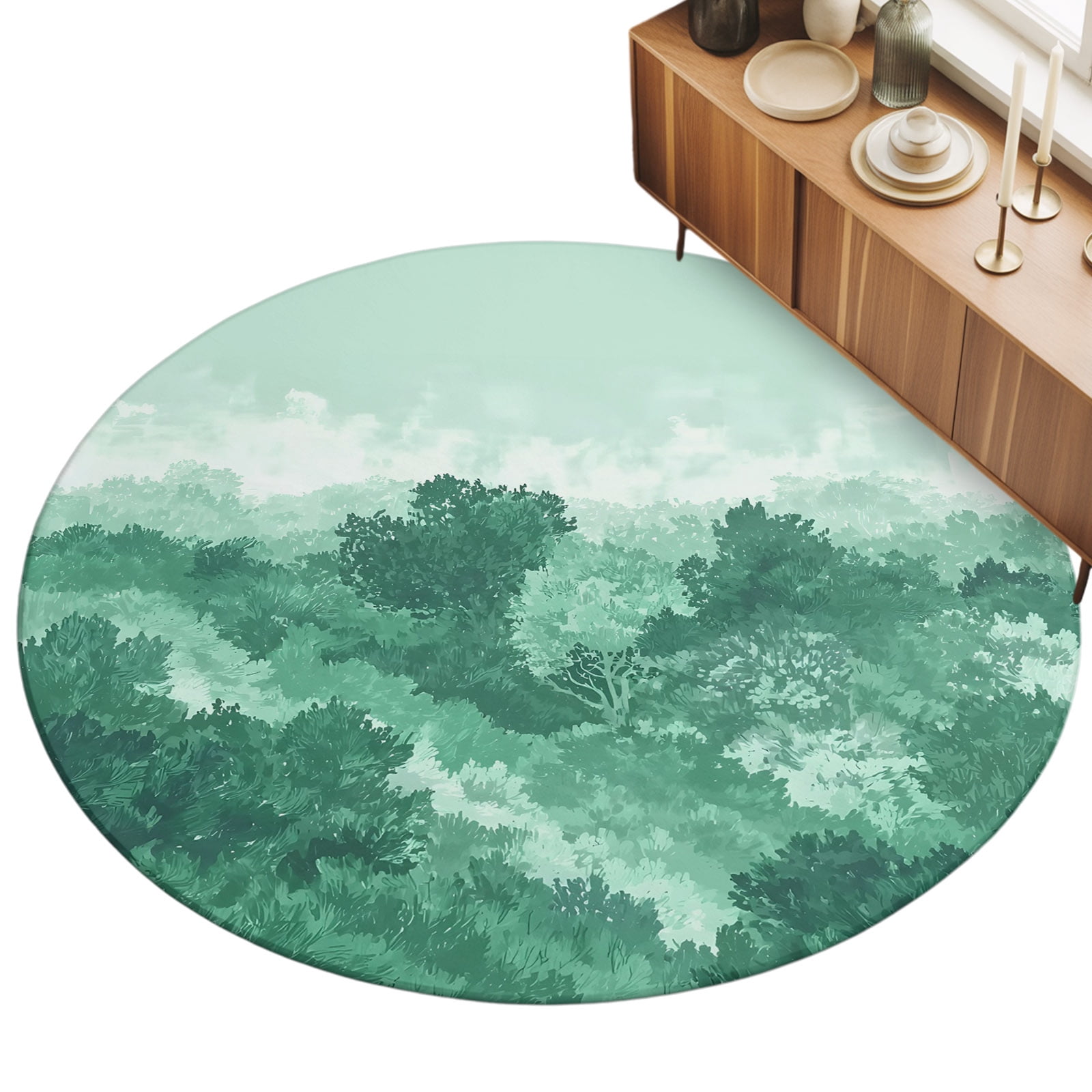 5ft Round Rug Abstract Pine Trees Area Rugs for Living Room Bedroom ...