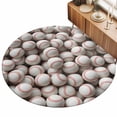5ft Round Rug Baseball Area Rugs for Living Room Bedroom Washable Non ...