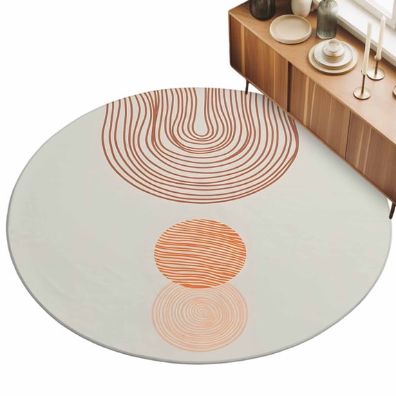 5ft Round Rug Beige Bohemia Area Rugs for Living Room Bedroom Washable ...