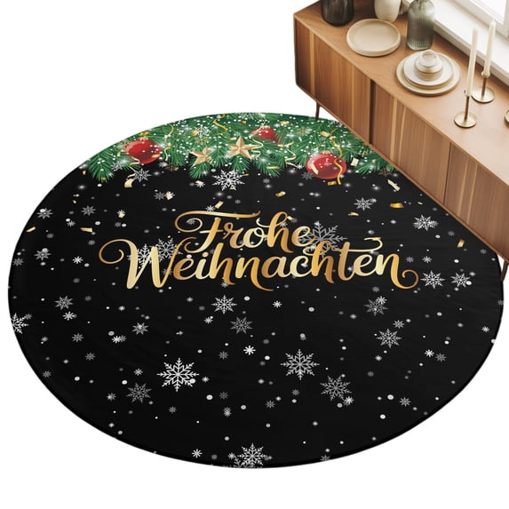 5ft Round Rug Black Christmas Area Rugs for Living Room Bedroom ...