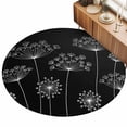 5ft Round Rug Black Dandelion Area Rugs for Living Room Bedroom ...