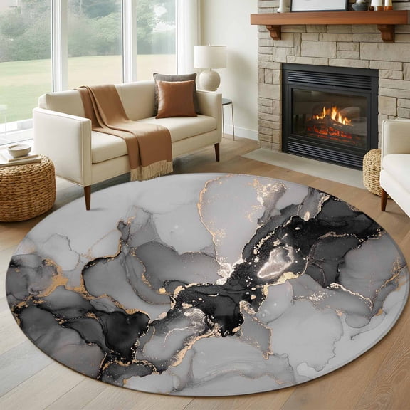 Black And Gold Marble Rug