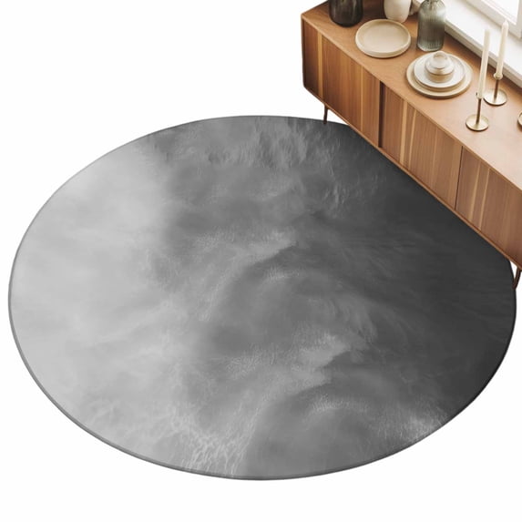5ft Round Rug Black Grey Ombre Area Rugs for Living Room Bedroom ...