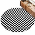 5ft Round Rug Black White Plaid Area Rugs for Living Room Bedroom ...