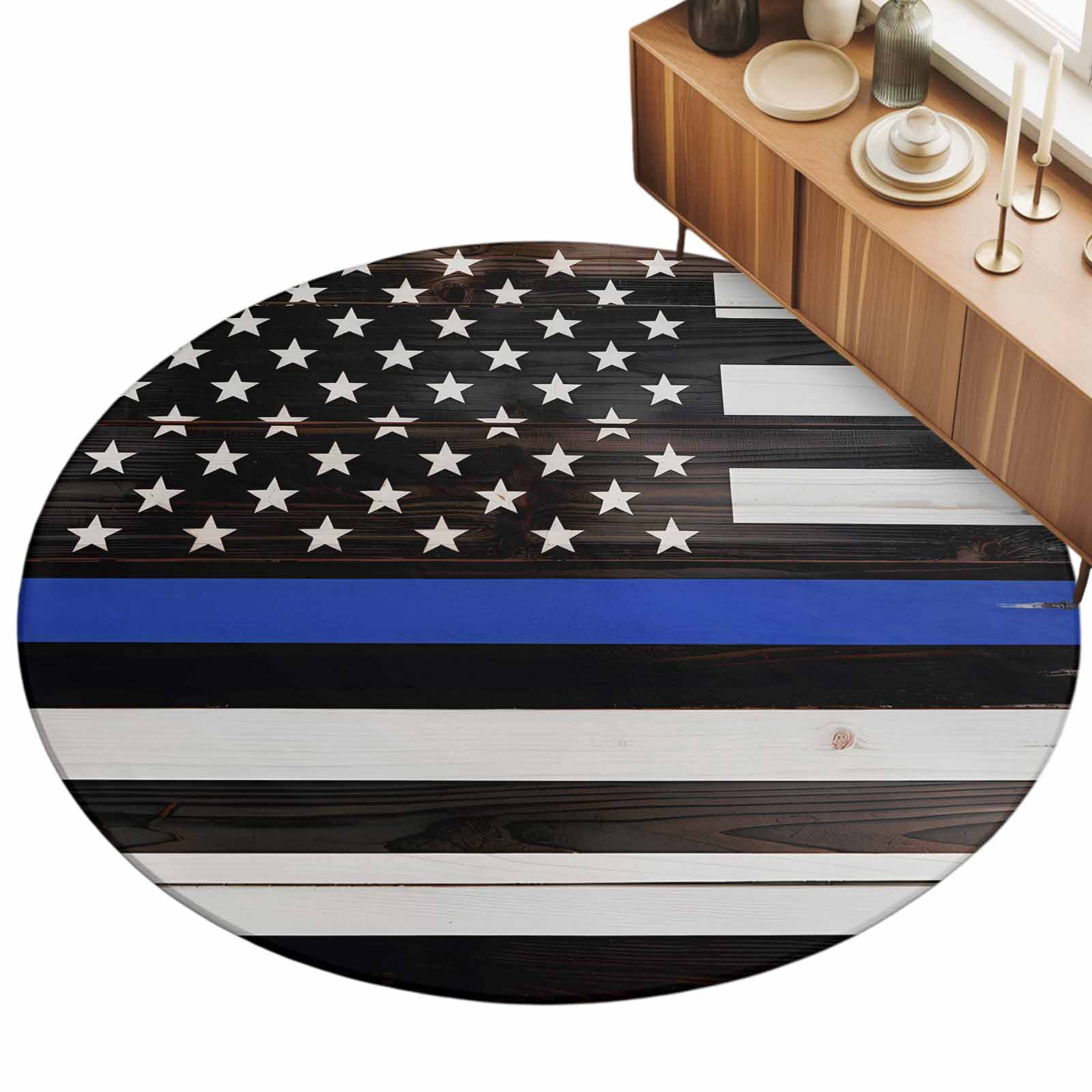 5ft Round Rug Blue American Flag Area Rugs for Living Room Bedroom ...