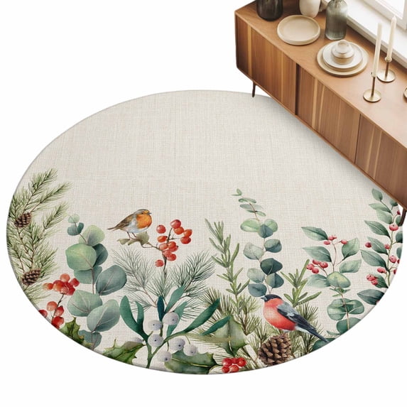 5ft Round Rug Blue Beige Christmas Area Rugs for Living Room Bedroom ...