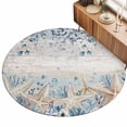 5ft Round Rug Blue Beige Coastal Area Rugs for Living Room Bedroom ...