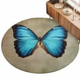 5ft Round Rug Blue Butterfly Area Rugs for Living Room Bedroom Washable ...
