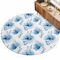 5ft Round Rug Blue Flowers Area Rugs for Living Room Bedroom Washable ...