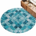 5ft Round Rug Blue Geometric Area Rugs for Living Room Bedroom Washable ...